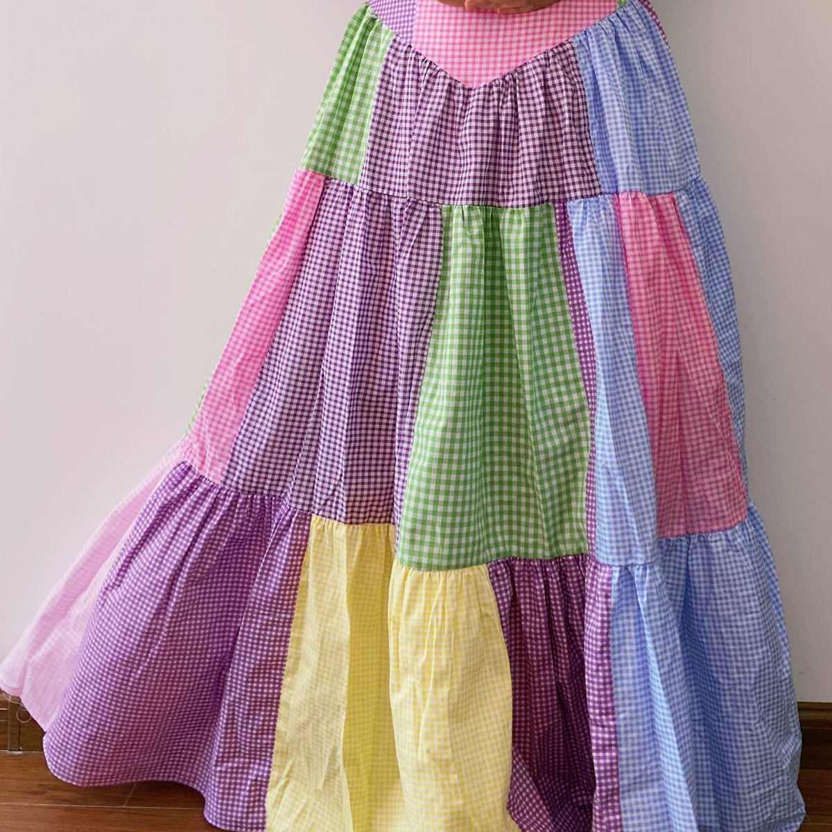 Color Block Retro Plaid Skirt - Multicolor | VintageMist